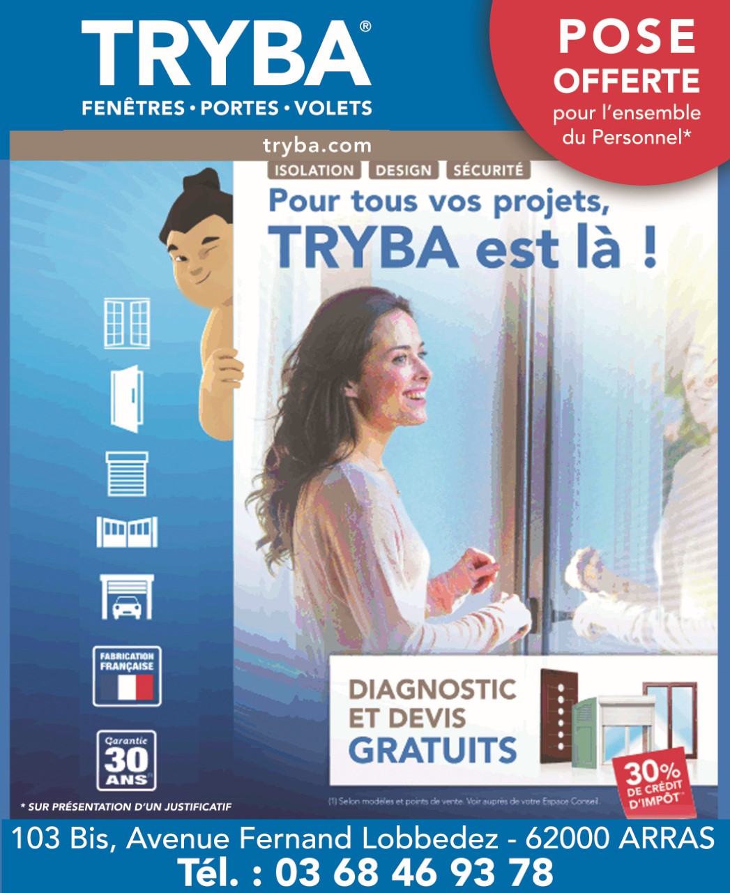Tryba - Arras - Pose de la fenêtre offerte